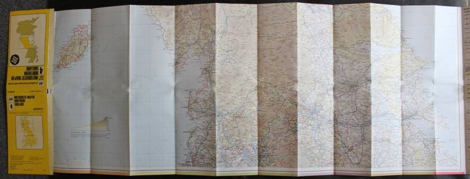 Maps - Vintage Folded Map Motorists` Map of Northern England, #4 First ...