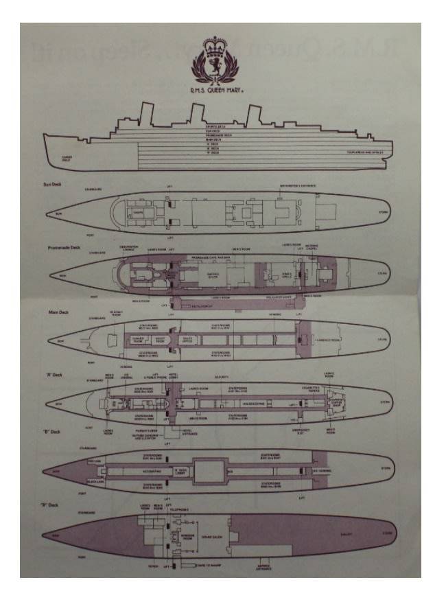 Posters - RMS Queen Mary Deck Layout Small Poster for sale in Cape Town ...