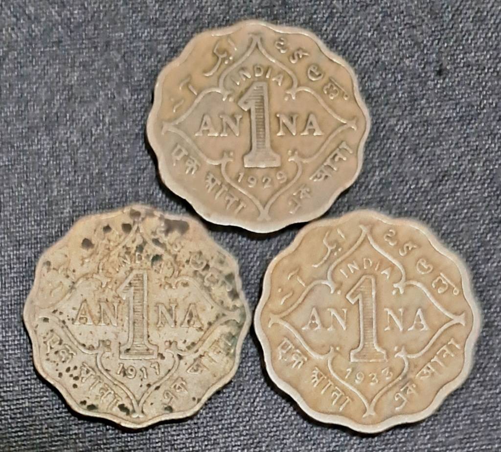 Asia - 3 x OLD 1 ANNA COINS **1911**1929**1933** was sold for R32.00 on ...
