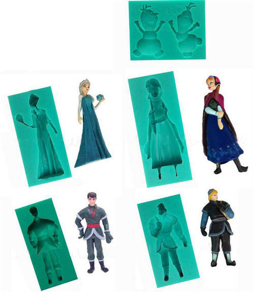 Baking Moulds - Frozen Silicone fondant mould Set (Anna , Elsa ,Hans ...