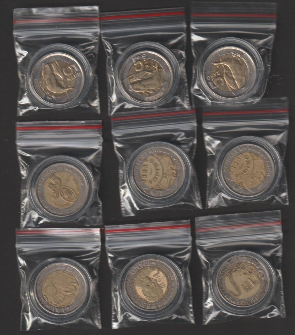 Five Rand - 9 x R5 All in Capsule for One Bid (Great Coins) was sold ...