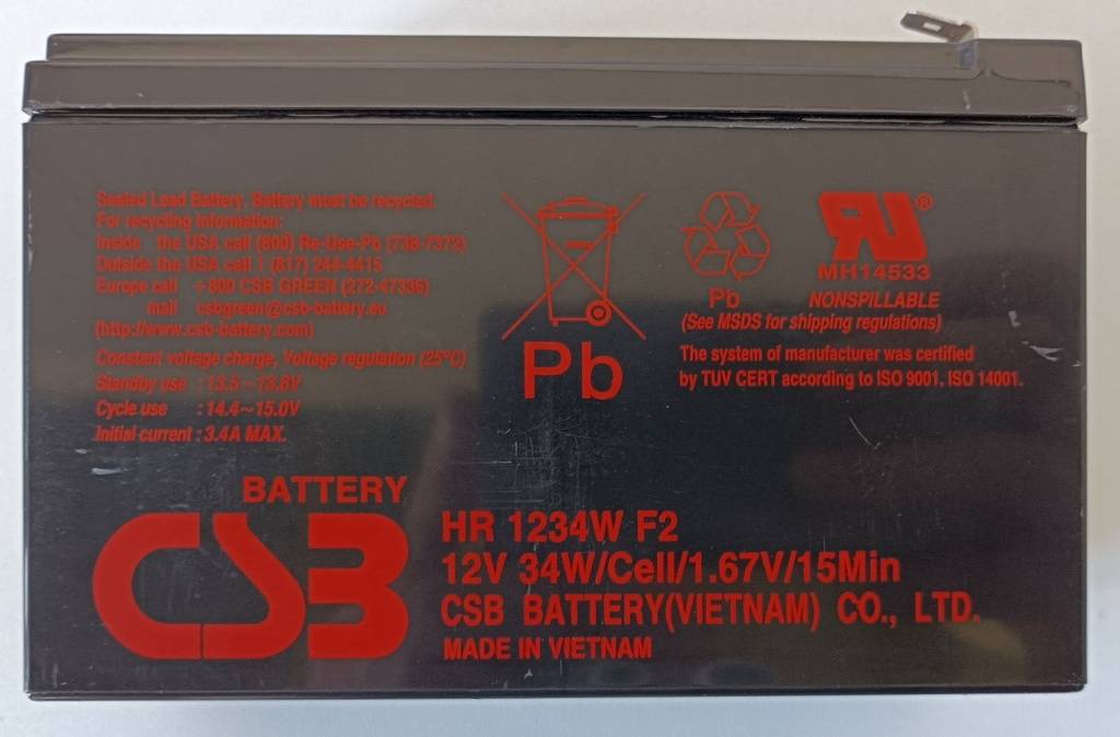 Rechargeable Batteries - CSB HR1234W F2 Battery - 12V / 34W / 9AH - UPS ...