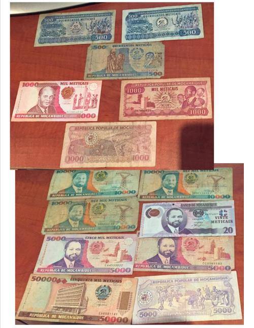 Africa - Mozambique Bank note collection - from old to new - see pics ...