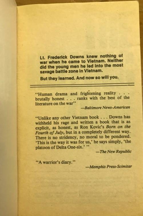 Books - THE KILLING ZONE FREDERICK DOWNS VIETNAM PLATOON DELTA ONE-SIX ...