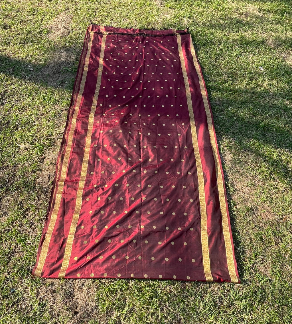 India & Pakistan - Traditional Maroon Indian Silk Saree with Gold Dots ...