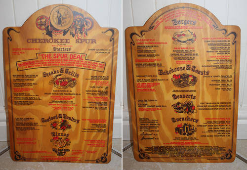 Signage - SPUR STEAK RANCHES CHEROKEE SPUR SOUTH AFRICA WOOD MENU early ...