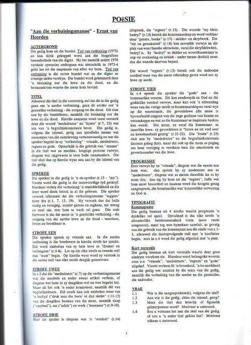 Afrikaans Non-Fiction - Letterkunde studiegids Gauteng 1997 Poesie,Die ...