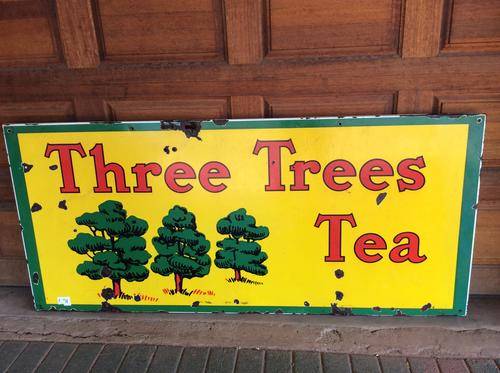 Advertising - AMAZING AND MASSIVE THREE TREES TEA ENAMEL SIGN was ...