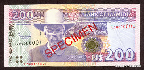 Africa - !!! SPECIMEN NOTE !!! TWO HUNDRED NAMIBIAN DOLLARS - 1996 ...