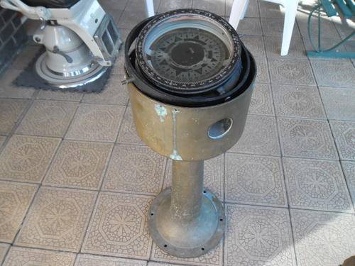 Maritime - Very old large and heavy ships compass bronze stand with a ...