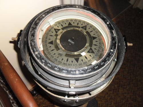 Maritime - Very old large and heavy ships compass bronze stand with a ...