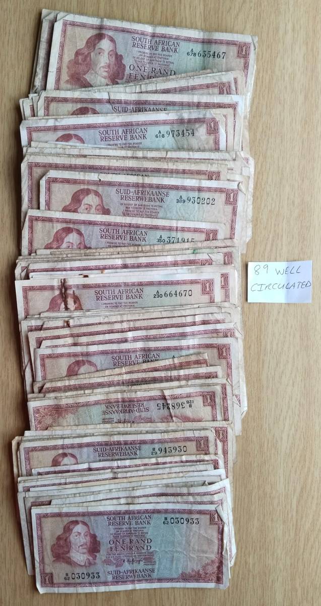 TW de Jongh - Collection of 89 Old R1 Bank Notes. Please read. was sold ...