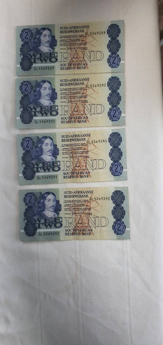 GPC de Kock - South African R2 Note GPC de Kock X 4 in sequence ...