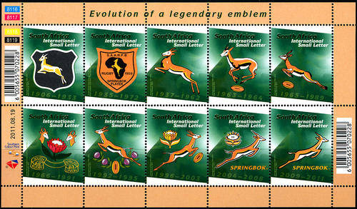 Republic of South Africa - Rugby - MS with 10 stamps depicting the ...