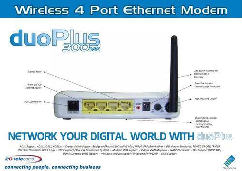 Modems - TELKOM WIRELESS 4 PORT ETHERNET MODEM (DUOPLUS 300WR) BOXED ...