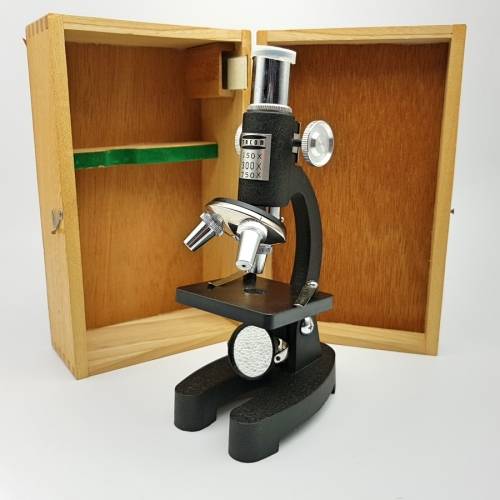Microscopes - Original Cast Metal Japanese Mini Microscope in Wood Box ...