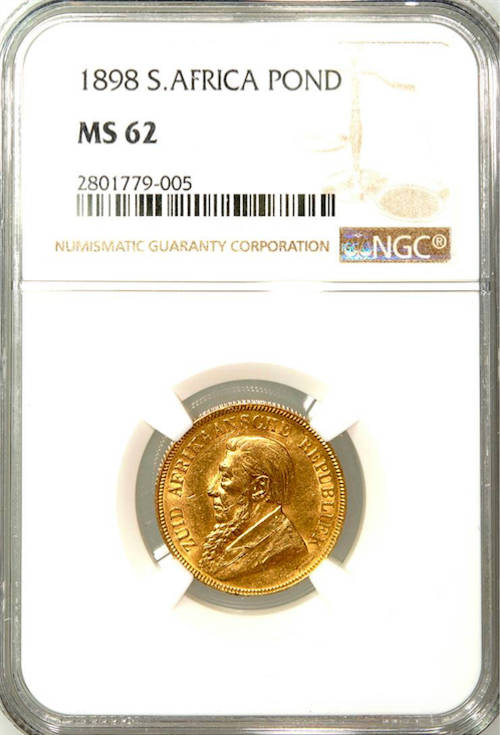 Ponde - South Africa (ZAR) 1898 Pond MS-62 (NGC) was sold for R35,000. ...