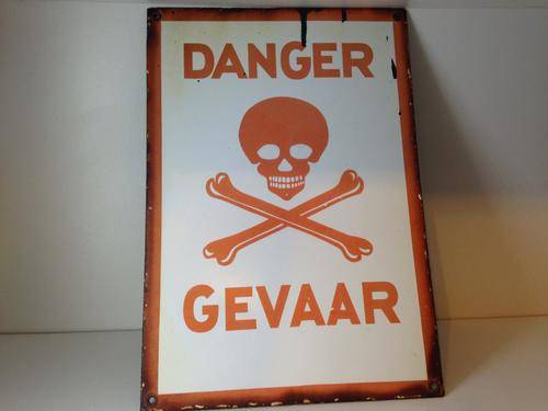 Other Antiques & Collectables - VINTAGE ENAMEL DANGER / GEVAAR SIGN ...