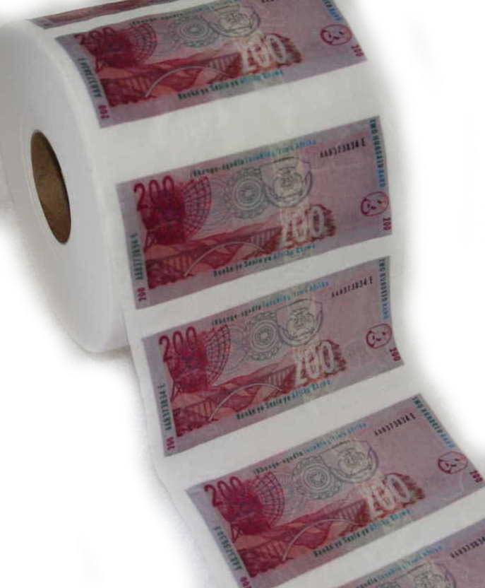 Unusual Items - R200 notes on toilet paper - 'go' like a millionaire ...
