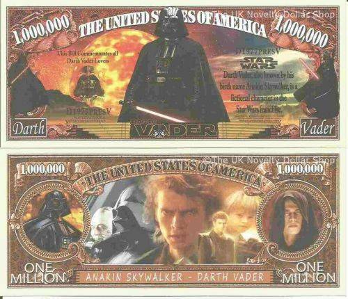 Other International Bank Notes - DARTH VADER NOVELTY MILLION DOLLAR ...