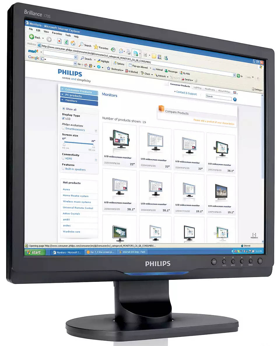 Monitors - Philips 17-inch 170S 1280x1024 LCD Monitor Black Brilliance ...