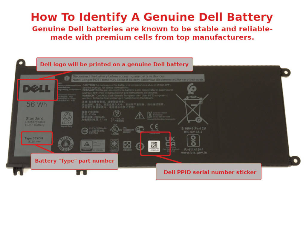 Laptop Batteries - Dell OEM Original Laptop Battery for the Dell ...