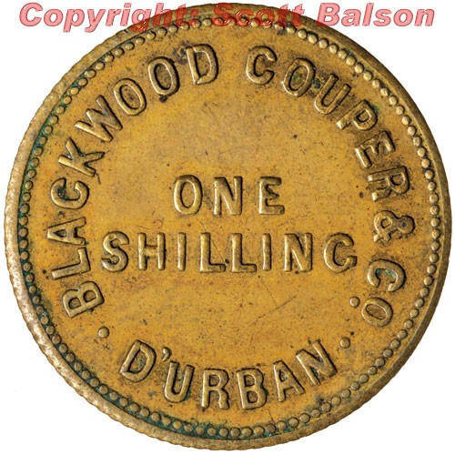 Tokens - RARE Blackwood Couper - Durban - One shilling - South African ...