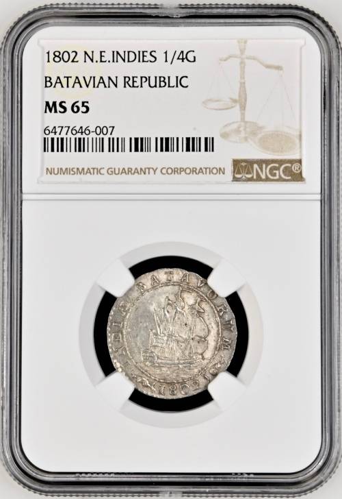 Ancient & Shipwreck - Batavian Republic: 1802 1/4 Guilder NGC Certified ...