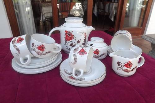 Porcelain & Ceramic - Constantia Fine China 19pc Tea Set with Poppy ...