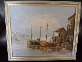 Oils - STUNNING HARBOUR SCENE ORIGINAL (OIL) BY WELL KNOWN ARTIST W ...