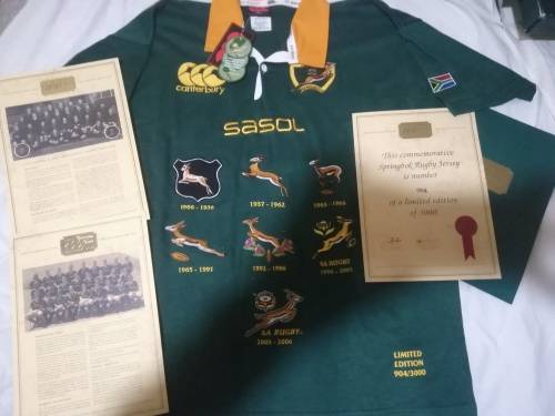Sporting Memorabilia - Springbok Emblem Anniversary Jersey- LIMITED ...