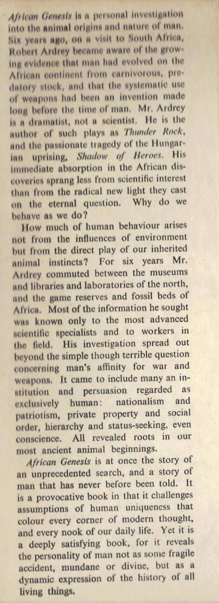 Natural Science - Robert Ardrey, 2 books for one price. AFRICAN GENESIS ...