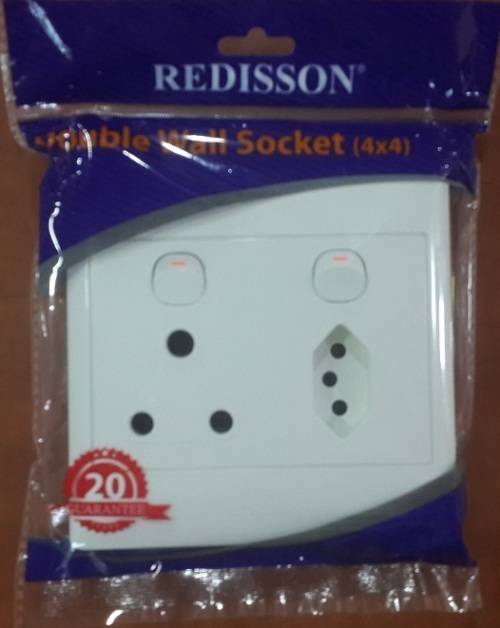 Switches & Outlets - Redisson Double Wall Socket With Two Pin Plug (4x4 ...