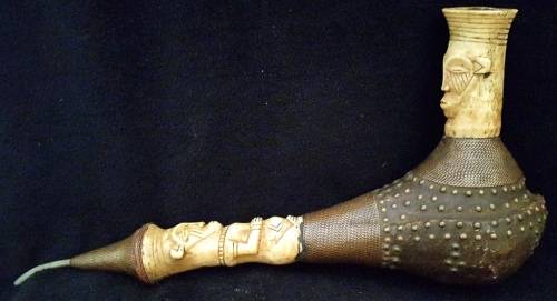 Ethnic & Tribal Art - Antique Africa Pipe Handmade Carved wood, Ivory ...