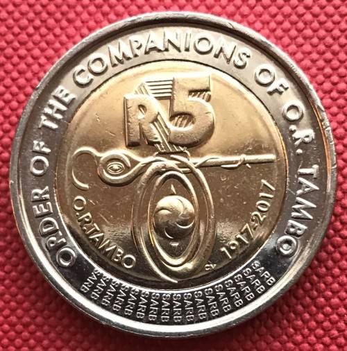 Five Rand - OR TAMBO 2017 uncirculated bi-metal R5 commemorative coin ...