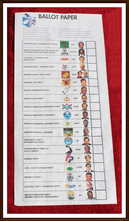 Documents - RSA - 1994 : BALLOT PAPER, as per Photo. was sold for 9.00 ...