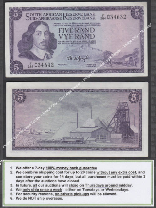 TW de Jongh - Crazy R1 Start! Jan van Riebeeck R5 Banknote of 1975 ...