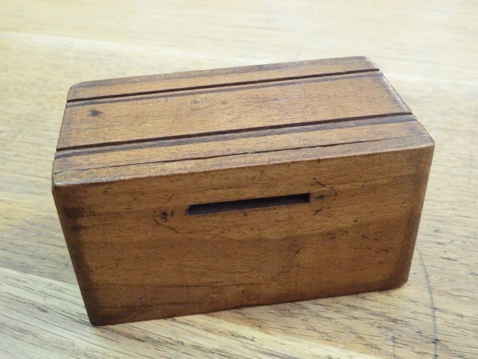 Other Antiques & Collectables - Vintage wooden money box with sliding ...