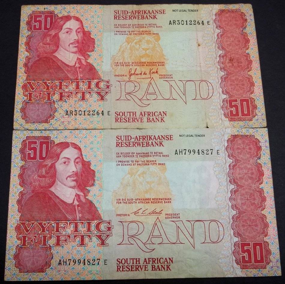 Other South African Bank Notes - *CRAZY R1 START* SA 50 Rand 1980's ...