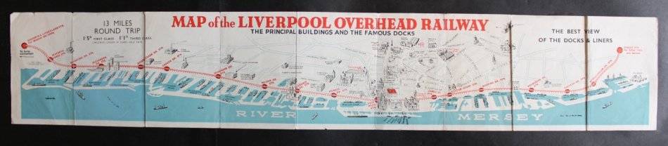 Maps - Vintage Folded Map of the Liverpool Overhead Railway 1930`s for ...