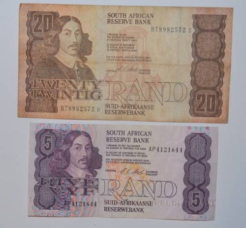 CL Stals - SOUTH AFRICAN OLD R20 AND R5 BANK NOTE - R1 NO RESERVE ...