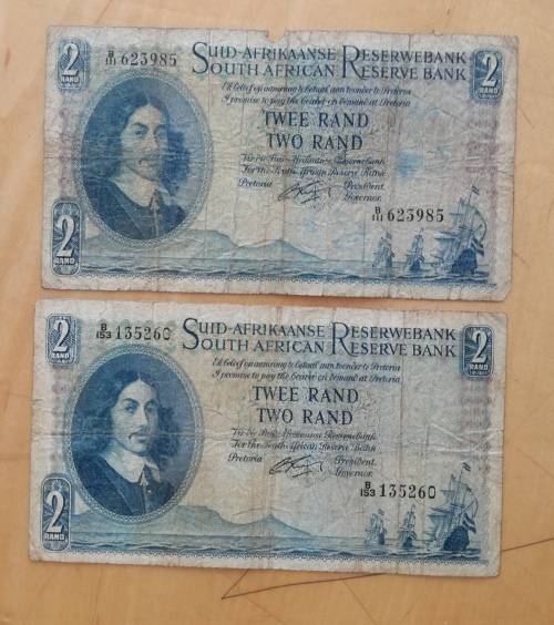 G Rissik - South Africa collection of 2 old R2 bank notes. was sold for ...