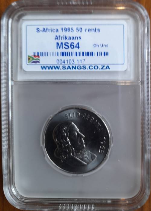 Fifty Cent - SA 1965 AFRIKAANS 50C GRADED BY SANGS MS 64!!!!!!!! CHOICE ...