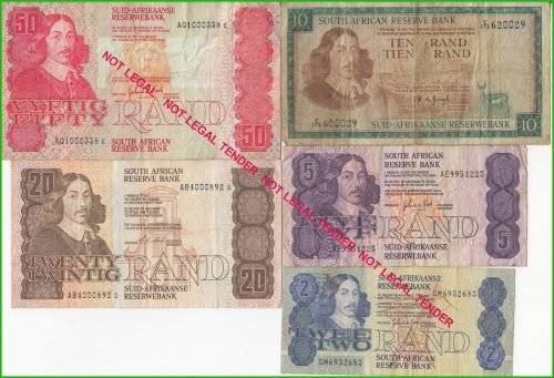 Other South African Bank Notes - *** SET OF NOTES R2 TO R50 *** SET033 ...