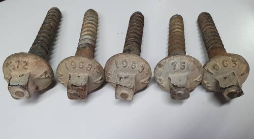 Rail - 5 Vintage SAR railway steel sleeper bolts as per photo for sale ...