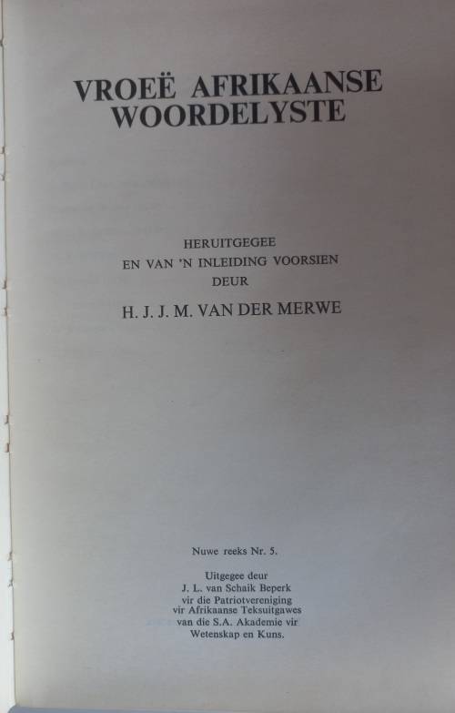 Afrikaans Non-Fiction - Vroee Afrikaanse woordelyste was sold for R50 ...