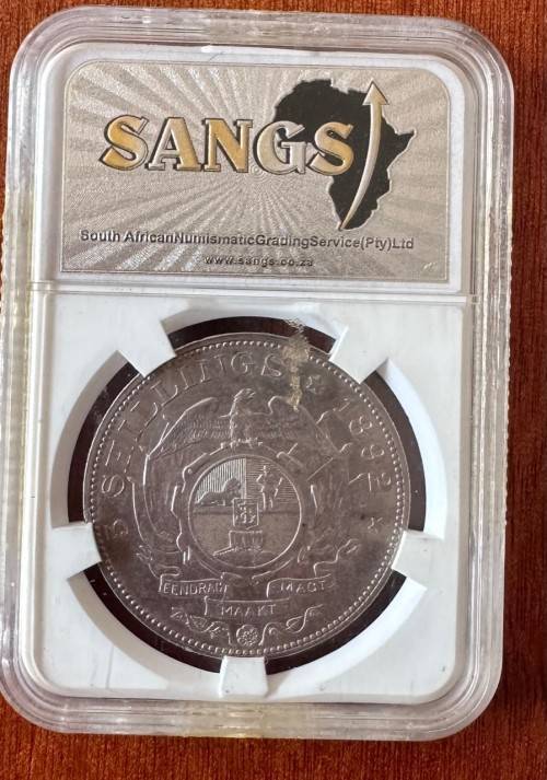 Five Shillings - 1892 ZAR 5 shilling Crown 5S Silver coin SANGS graded ...