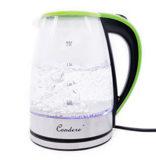 Kettles - Condere Cordless Electric Glass Kettle 2 Litre Stainless ...