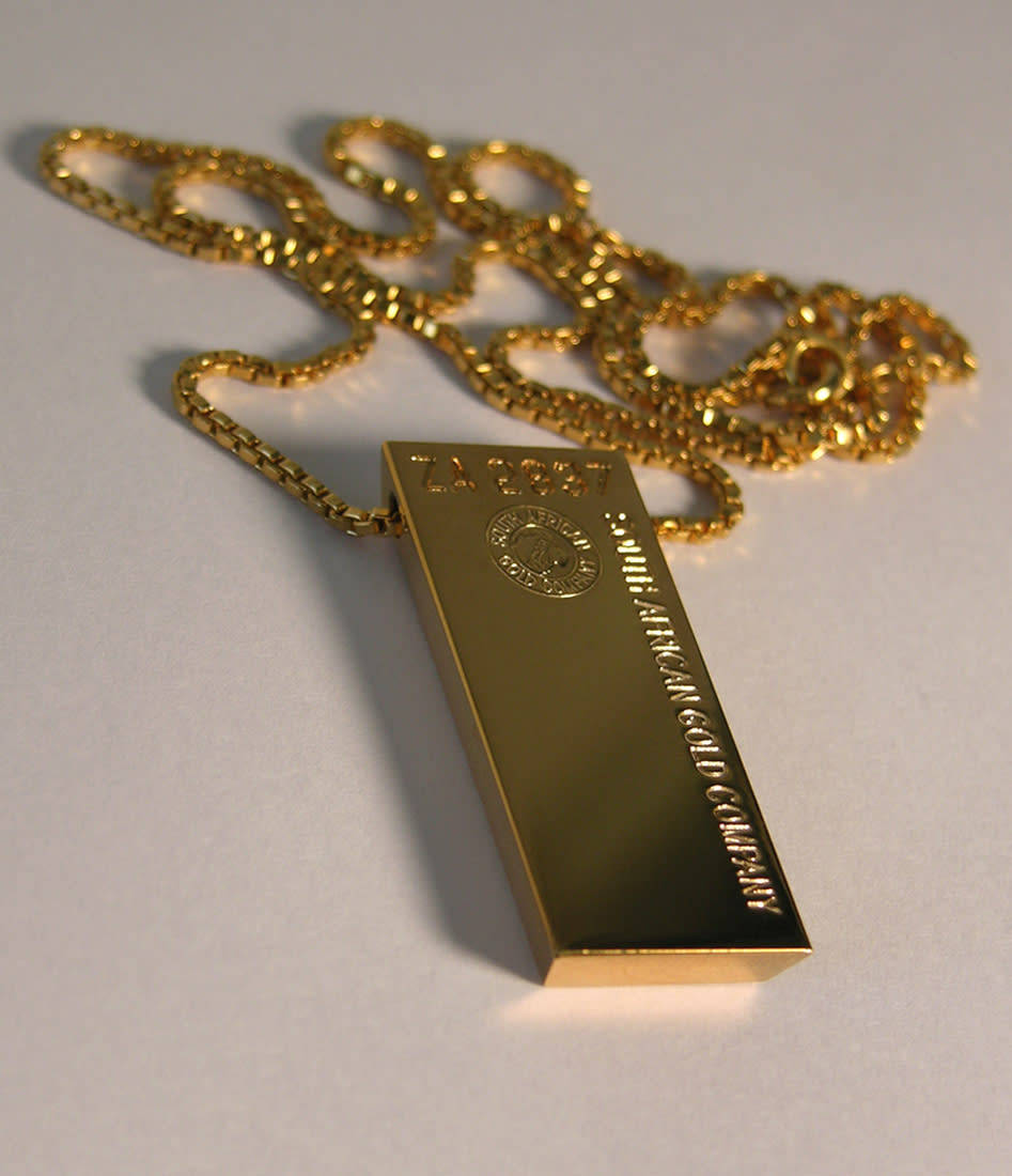Necklaces - Large Size South African Gold Company 24Kt Gold Bar Pendant ...