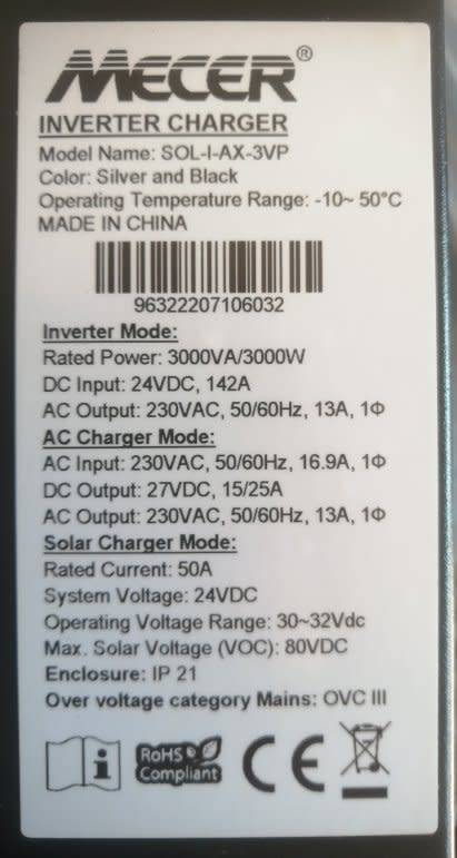 Inverters - Mecer 3000VA/3000W Pure Sine Wave Inverter was sold for R3 ...